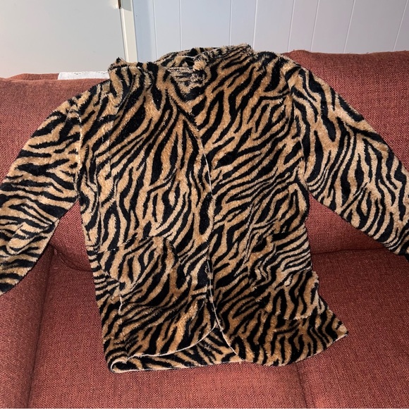 Jackets & Coats | Zebra Print Fuzzy Hooded Jacket | Poshmark